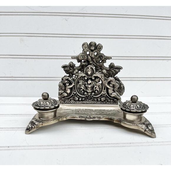 Vintage | Accents | Ornate Vintage Pewter Letter Holder With Double ...